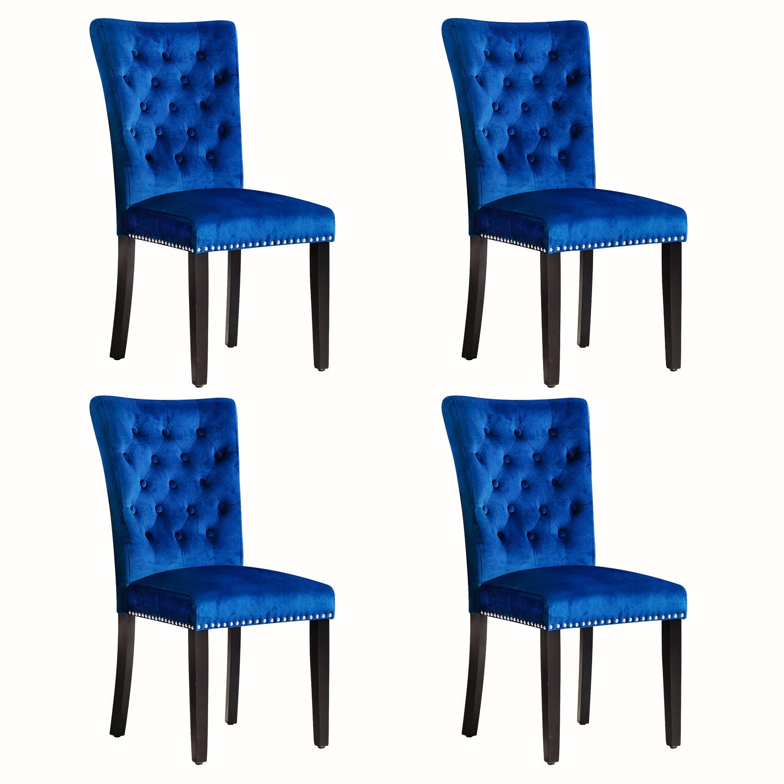Restworld Linen Fabric Dining Chair, Modern Tufted Solid Wood Padded Parsons Chair for Dining Room Set of 4 (Beige-2, Set of 4)