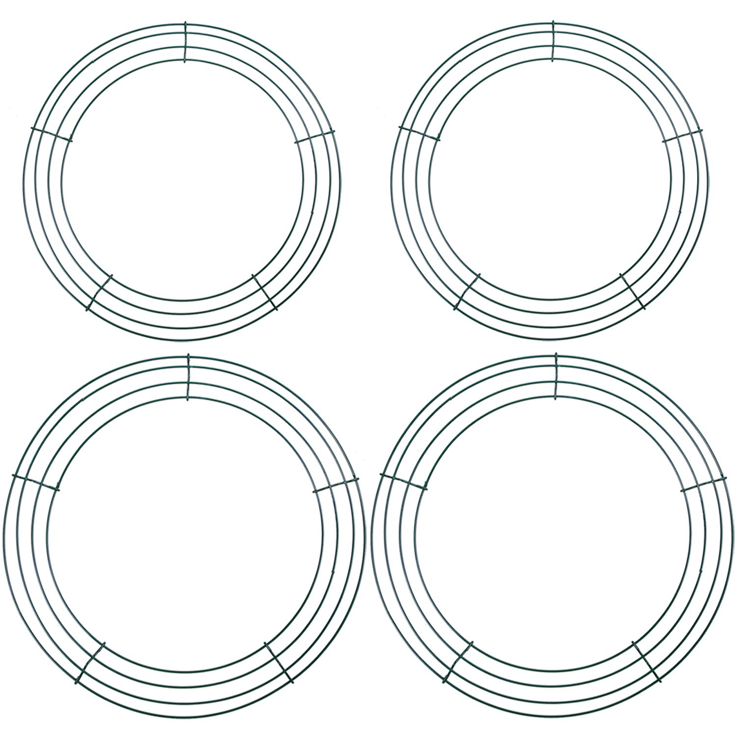 URATOT 4 Pack Metal Wreath Frame Green Wire Wreath for Christmas Wedding Holidays Valentines Garden Home Party Decorations