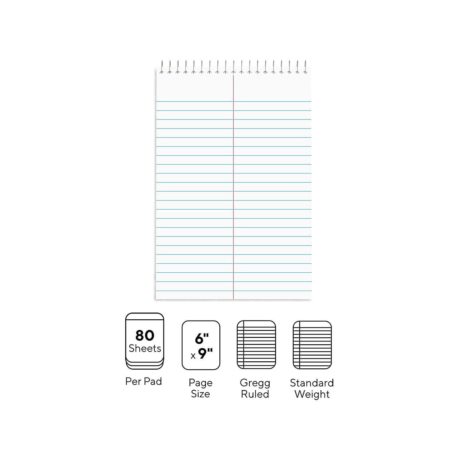 Staples Recycled Steno Book, 6" x 9", 12/Pack