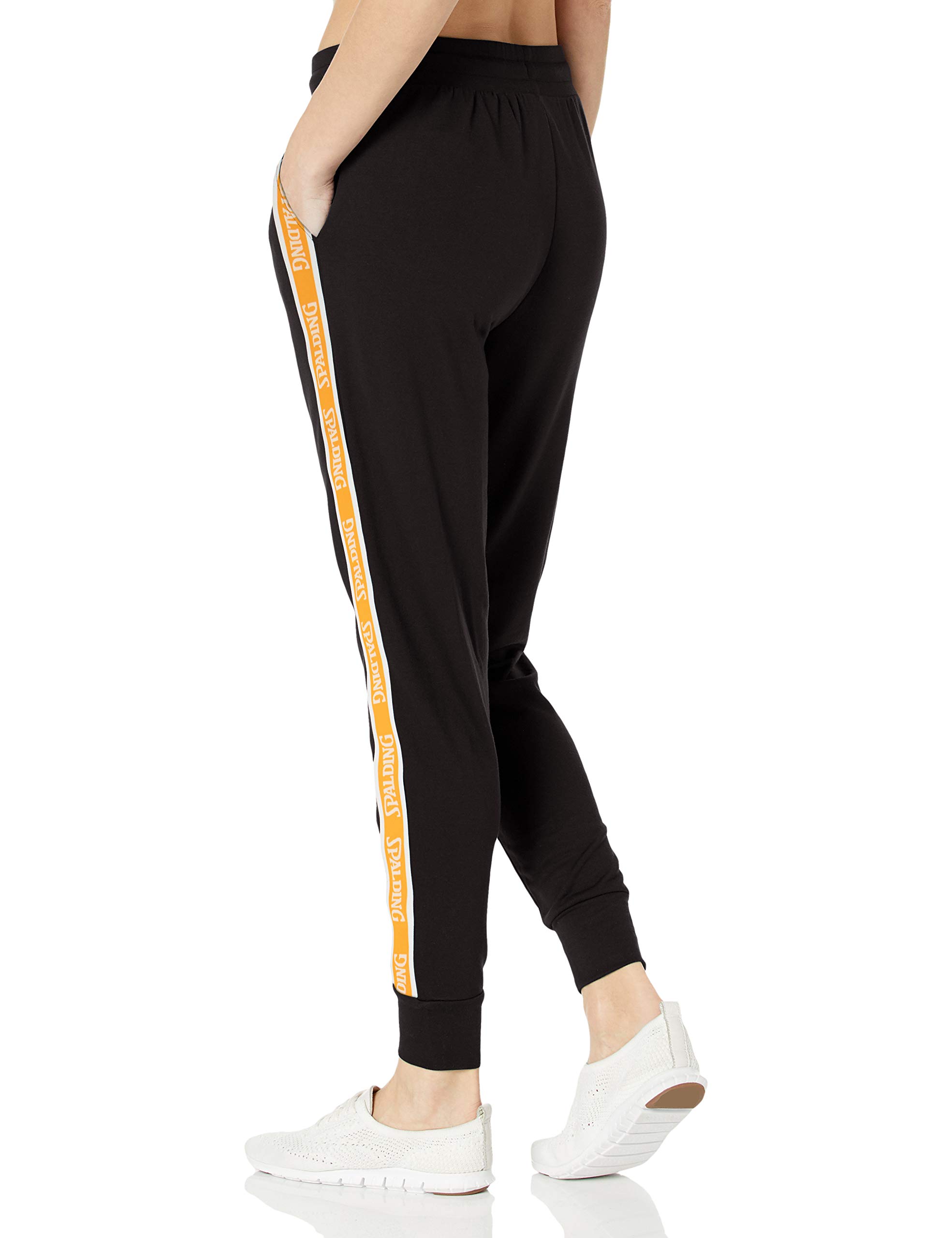 Spalding Women's Sportswear Sweatpant, Black-Elastic Jogger, XL