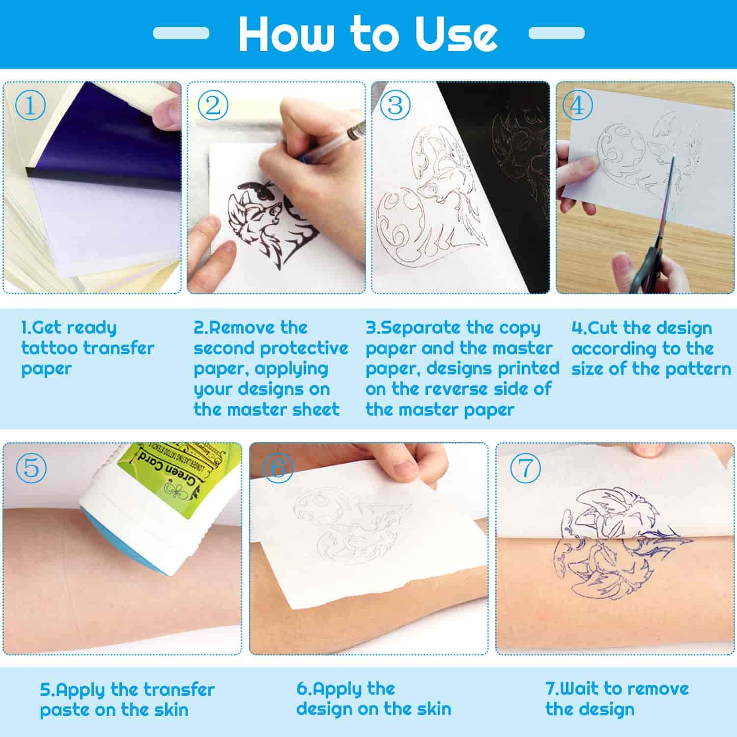 Tattoo Transfer Paper, Cridoz 20 Sheets Stencil Paper for Tattooing, Tattoo Transfer Paper for Tattooing, A4 Size