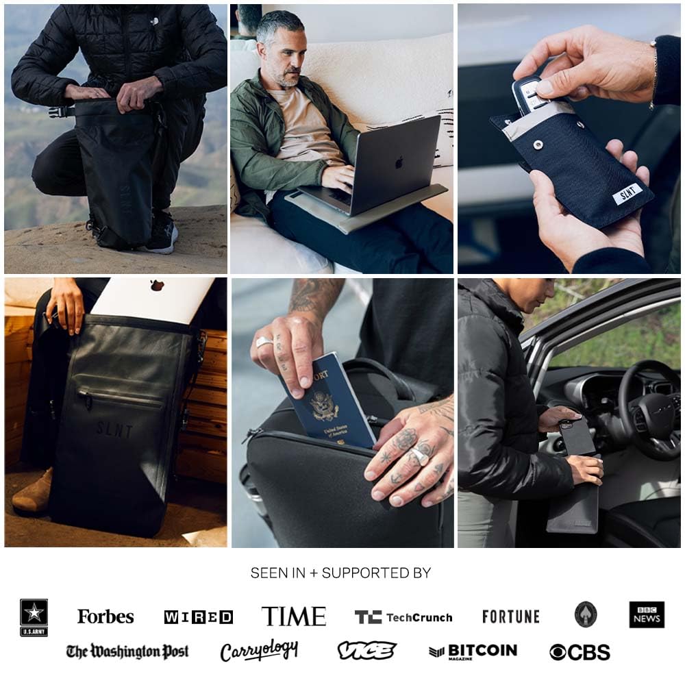 SLNT Utility Laptop Faraday Bag w/Silent Pocket - Signal Blocking Device Sleeve, Weatherproof Woven Nylon, Prevents Remote Wiping, Tracking, Tampering, Secure Information, Instant Protection, 17 inch