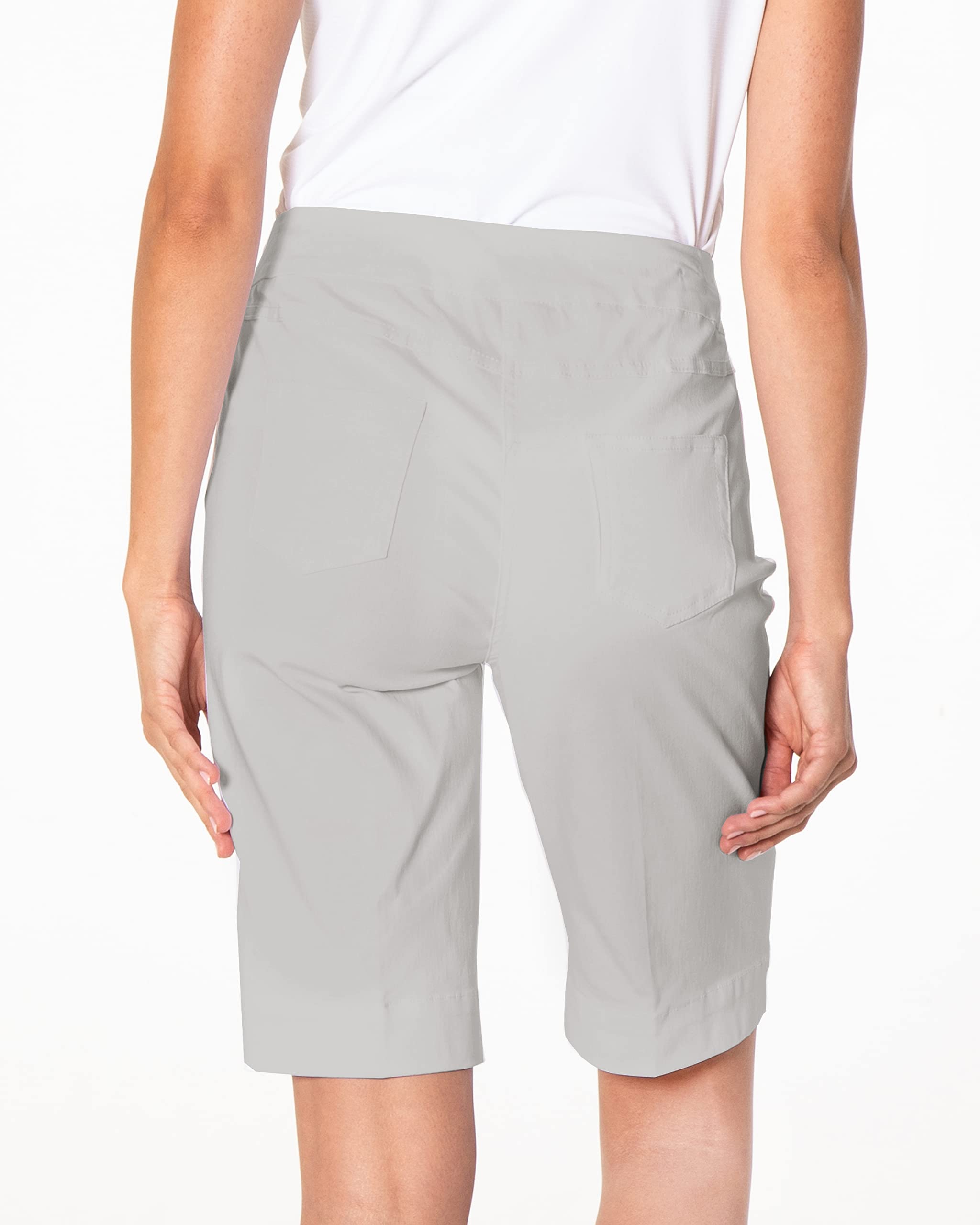 SLIM-SATION Women's Golf Wide Band Pull On Short with Real Pockets (Color Sterling,12)