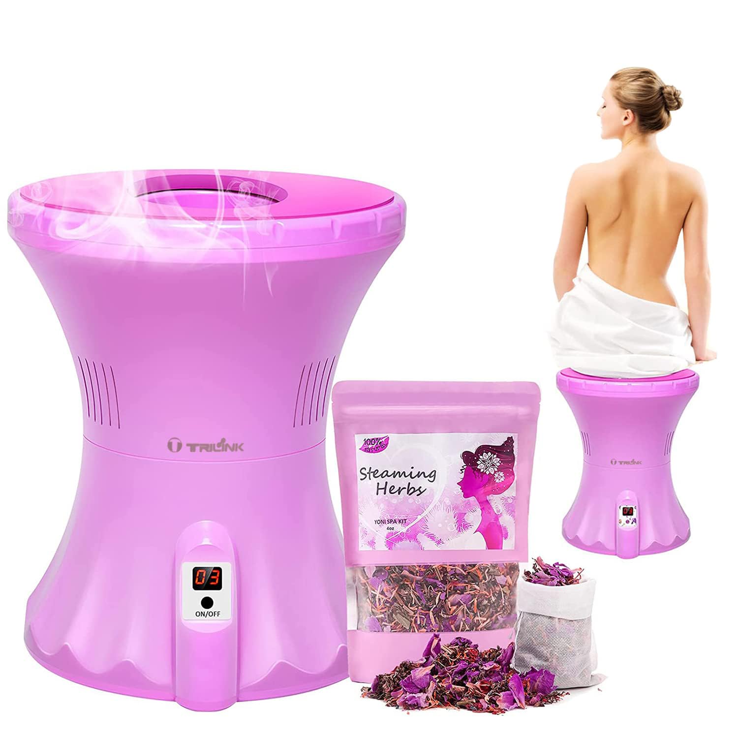 Yoni Seat Kit -Electric V Steam Chair with Vaginal Steaming Herbs for V Cleansing & Detox, Menstrual Support, Feminine Odor, Postpartum Care, Rejuvenate & Heal and Women Home Spa