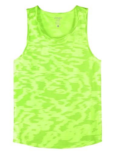 Running Tank Top Men,Sleeveless Workout Shirts Dry Fit Gym Bodybuilding Muscle Tanks(Neon Green,M)