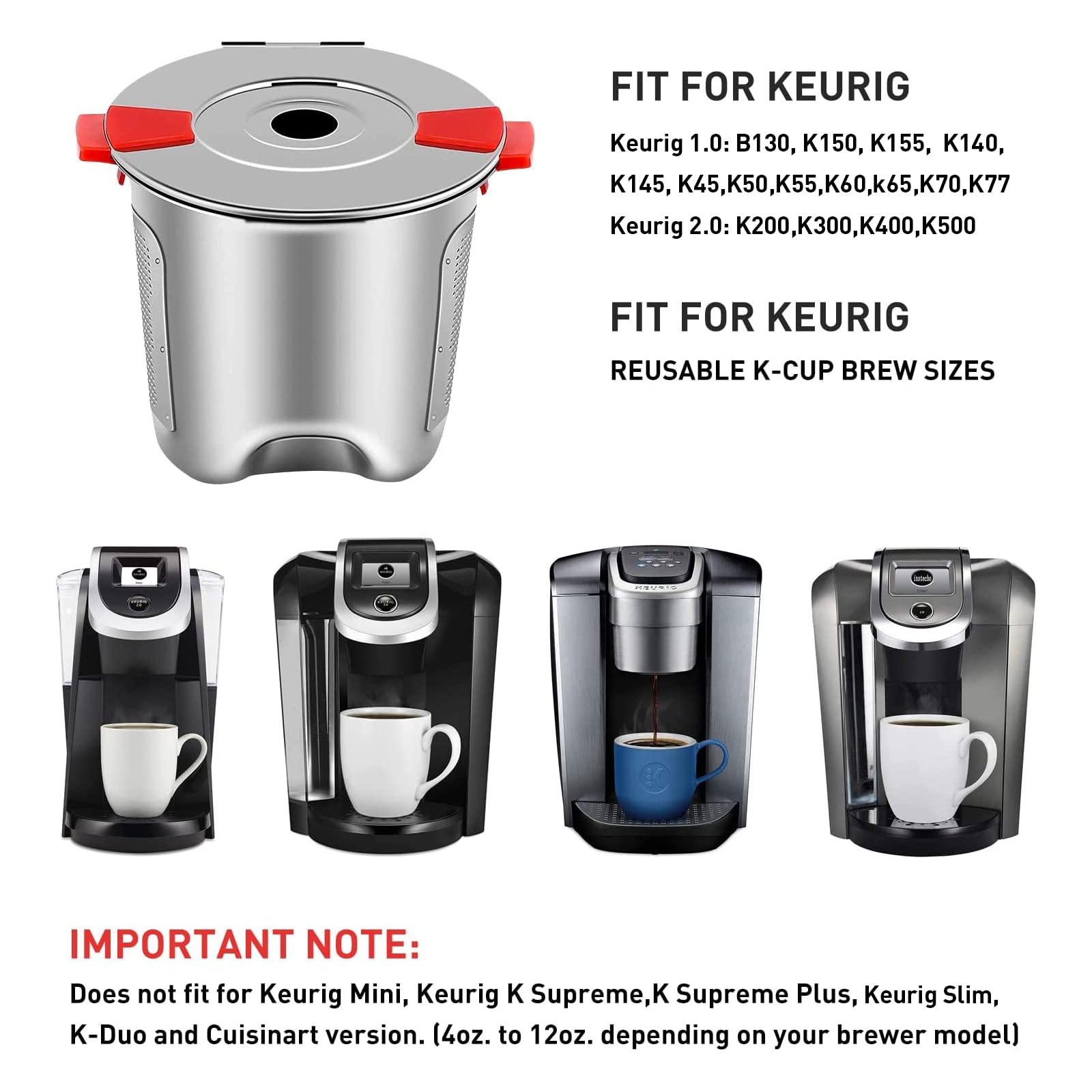 YEOSEN Reusable K Cups Fit for Keurig 2.0 and 1.0 Coffee Maker - Stainless Steel K Cup Reusable - Refillable K Cup Filter BPA FREE (1 PACK)