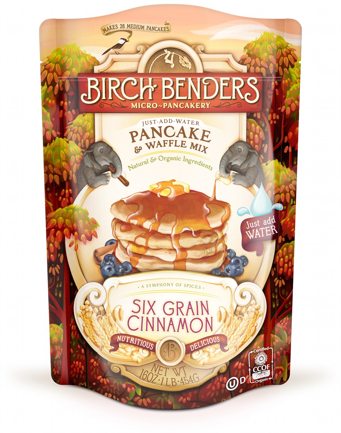 Six Grain Cinnamon Pancake and Waffle Mix by Birch Benders, Made with Organic Ingredients, Whole Grain, Non-GMO, 16oz