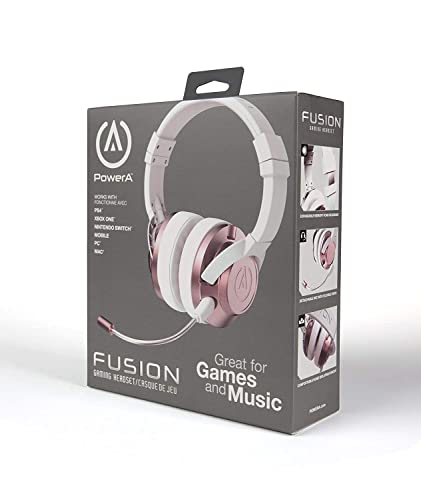 PowerA Fusion Wired Stereo Gaming Headset with Mic for PlayStation 4, Xbox One, X, Xbox One S, Xbox 360, Nintendo Switch, PC, Mac, VR, Android, and iOS - Rose Gold - Not Machine Specific