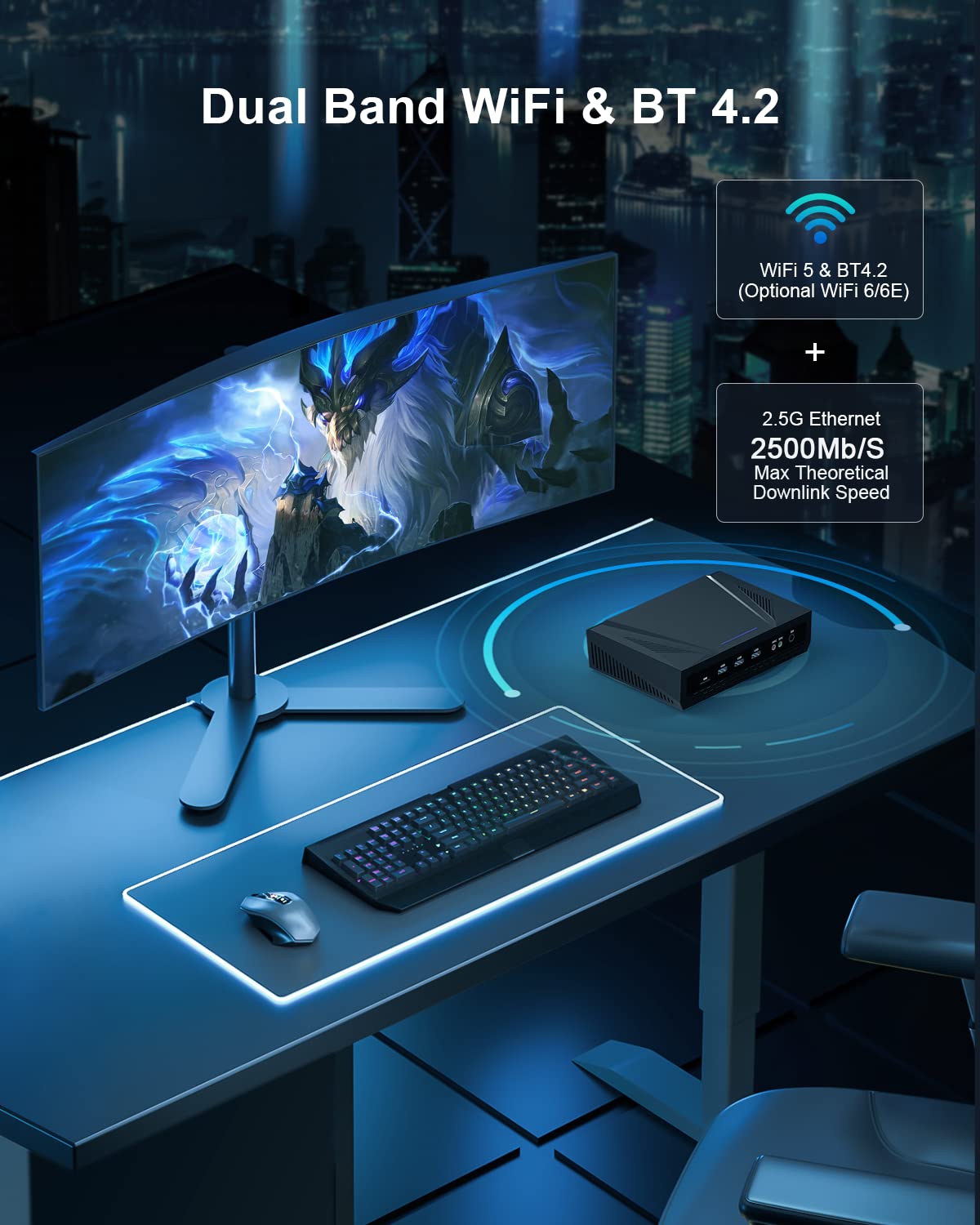 WEIDIAN Mini PC AMD Ryzen 9 5900HX 64GB RAM 1TB M.2 SSD 2TB HDD Windows 11 Pro Mini Computer 4K Office Home Mini Desktop PC Support Triple Display 2*DDR4 Extended SSD WiFi 5 BT4.2 7*USB