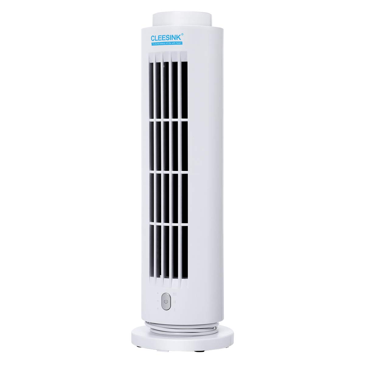 Small Quiet Tower Fan with Tricolor Adjustable Night Lamp, Personal USB Desk Fan, Cooling Fan with Turbine Technology, Mini Portable Tabletop Fan for Bedroom Office Home, 3 Settings, HFT2007