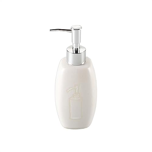 Soap Dispenser Creative Embossed Soap Dispenser for Bathroom Kitchen Farmhouse Ceramic Soap Pump White Soap Bottle for Lotion Massage Essential Oil Soap Pump Bottles