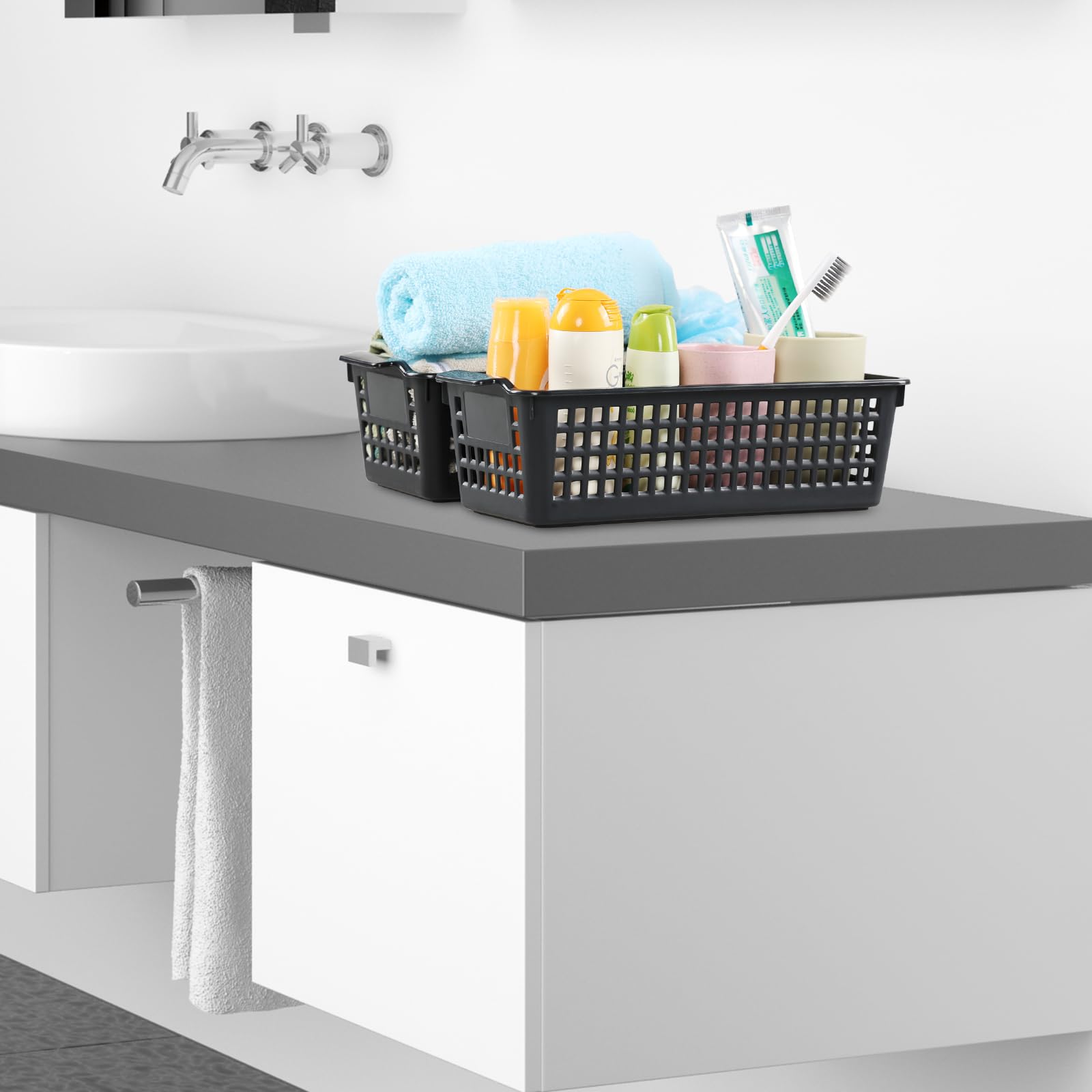 Wekioger 6-Pack Small Desktop Storage Basket, Black