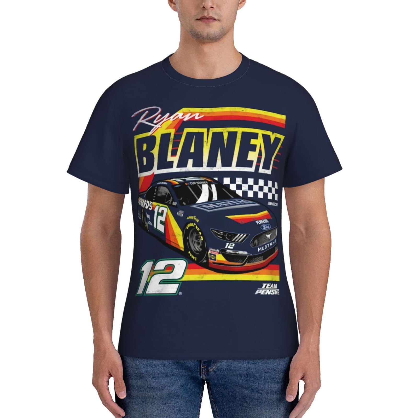 Ryan Blaney 12 Men's T-Shirt Crewneck T-Shirt Tight Sport Short Sleeve Classic Printing Performance