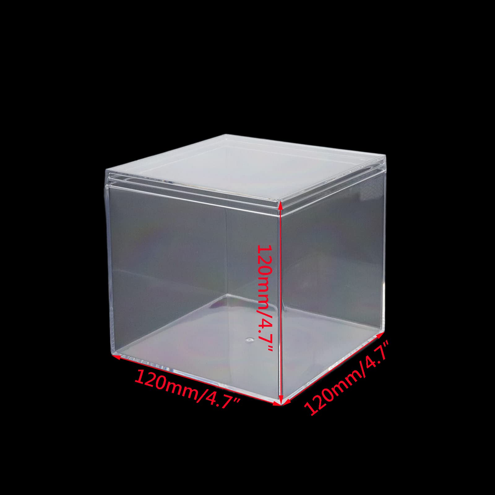 Wealrit 1 Pc Clear Acrylic Square Cub Boxes Display Case Plastic Storage Boxes with Lid Organize Containers(4.7 x 4.7 x 4.7 inch)