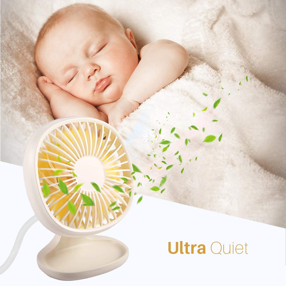 TekHome Small Desk fan, Personal Mini USB Fan,Office Desktop Fan,Quiet Fan for Home Bedroom,4 Inch, White.