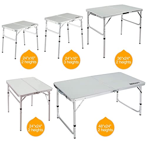 Varbucamp Folding Camping Table, 24''x16'' Aluminum Portable Small Folding Table Camp Table Adjustable Height for Outdoor Camp Picnic Cooking, 2 Heights