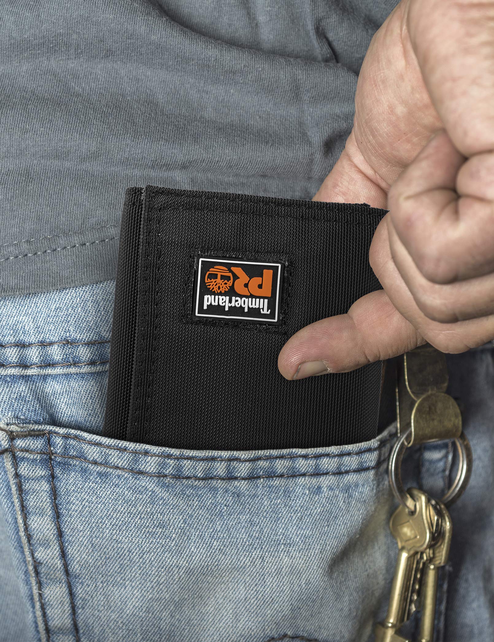 Timberland PRO Men's Cordura Nylon RFID Trifold Wallet with ID Window