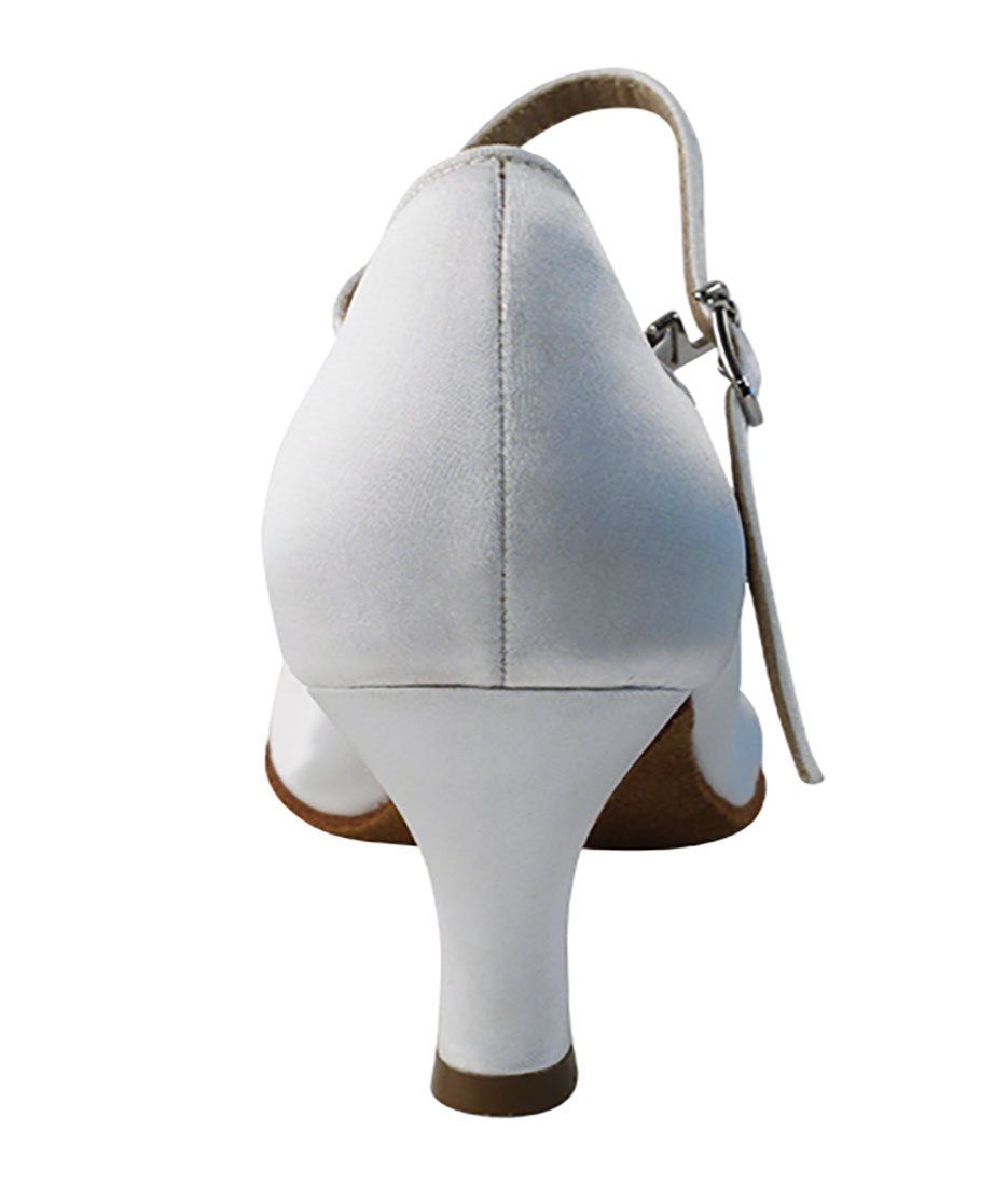 Very Fine Dance Shoes - Ladies Standard, Smooth Ballroom Dance Shoes - SERA5522-2.5-inch Heel and Foldable Brush Bundle - White Satin - 8