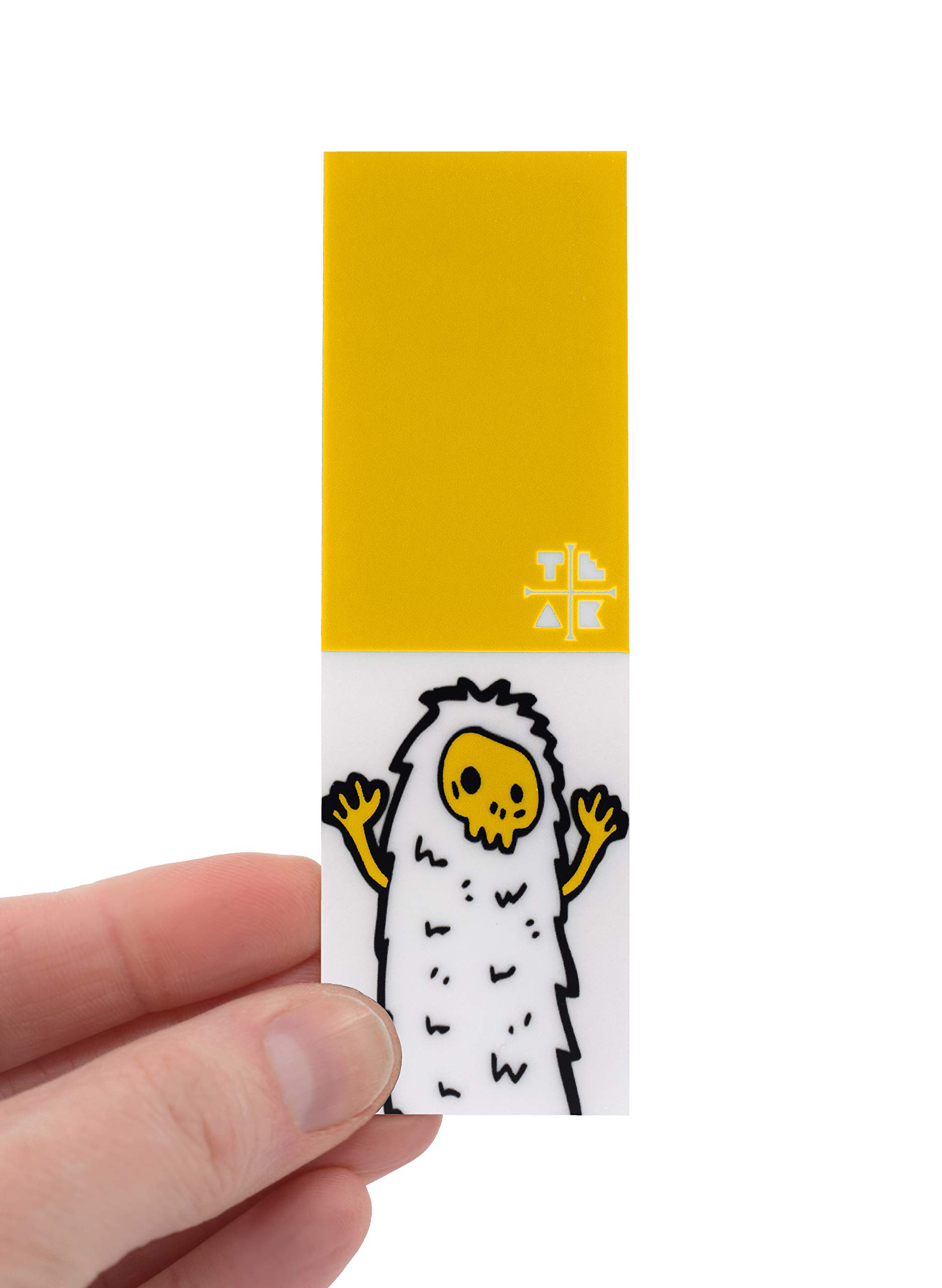 Teak Tuning Fingerboard Deck Graphic, Yellow Yeti - Adhesive Graphics to Customize Your 35mm Fingerboard Deck - 110mm Long, 35mm Wide, 0.2mm Thick - Waterproof Vinyl - Includes Mini File