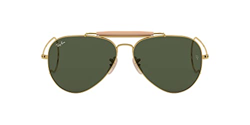 Ray-Ban RB3030 Outdoorsman I Aviator Sunglasses, Shiny Gold/G-15 Green, 58 mm