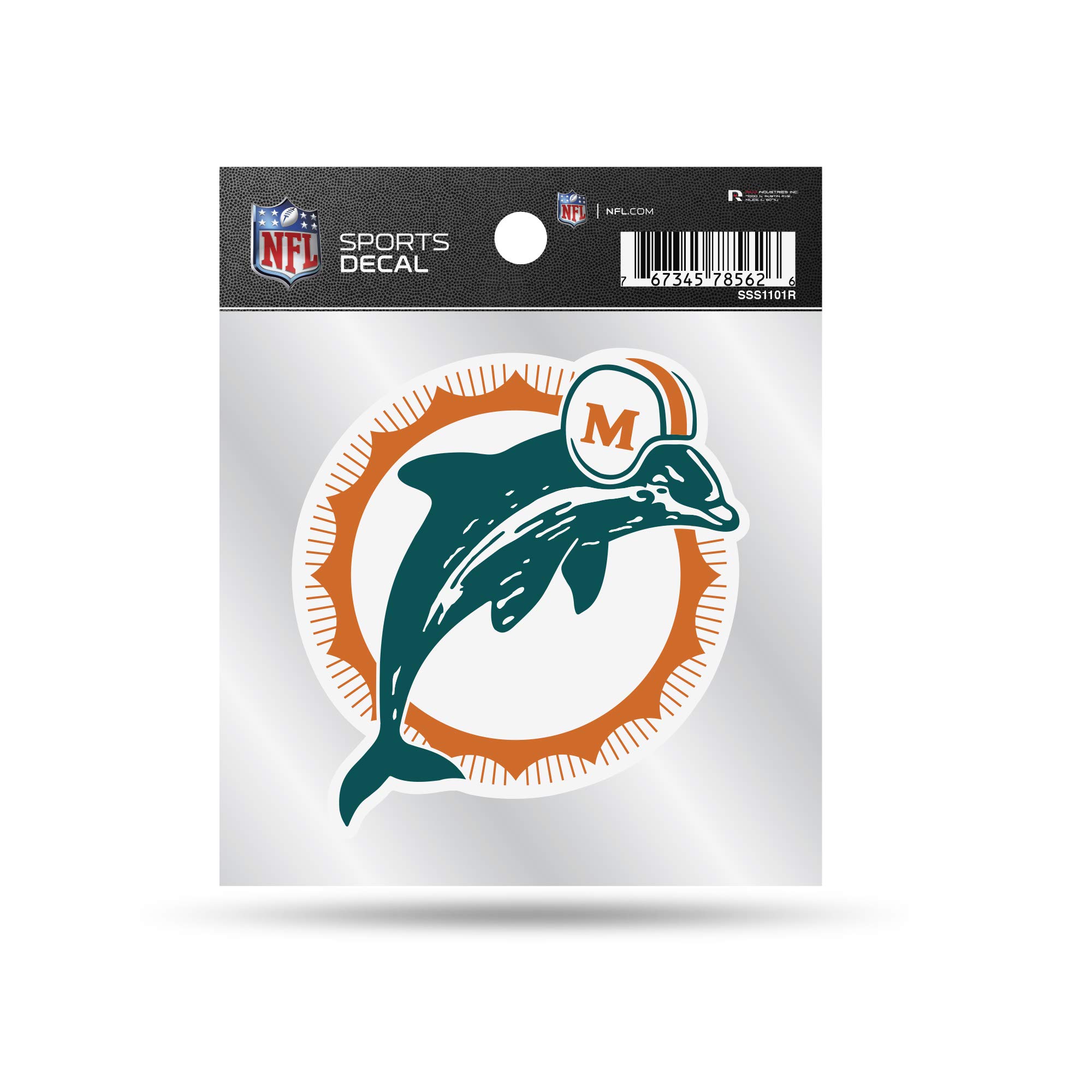 Rico Industries NFL Football Miami Dolphins Retro 4"x4" Small Style Decal