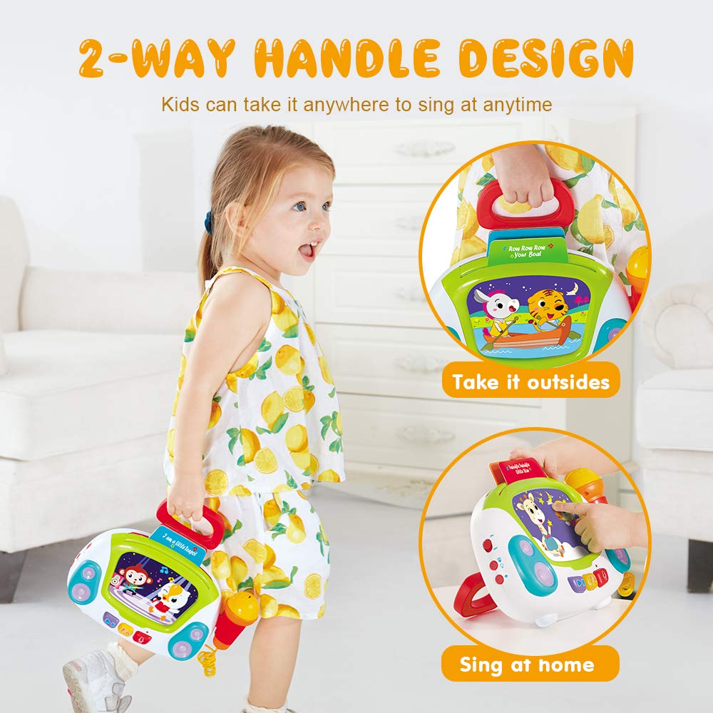 VATOS Musical Toys for Toddlers, Karaoke Singing Box Microphone Music Player with Recoding & Voice Changing Function Development Educational Einstein Toy for Baby Kid Infant Girls Age 2+ Year Old