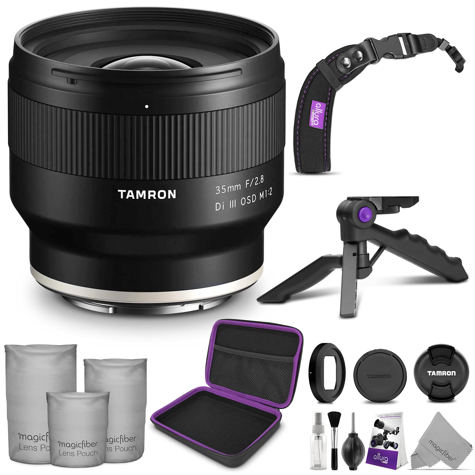 Tamron 35mm f/2.8 Di III OSD M 1:2 Lens for Sony E with Altura Photo Essential Accessory Bundle