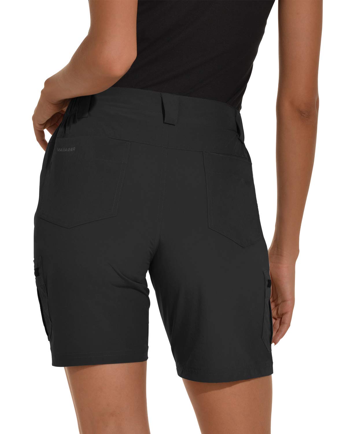 VAYAGER Women's Hiking Cargo Shorts Quick Dry Lightweight Stretch Shorts Golf Fishing Outdoor Casual Shorts Black X-Large