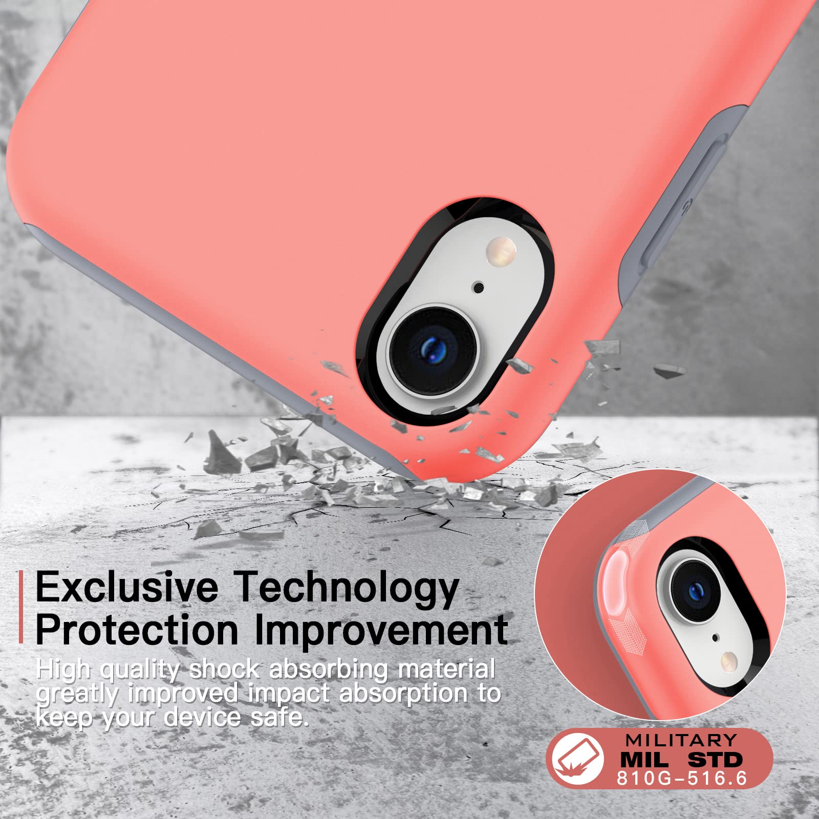 TEAM LUXURY Designed for iPhone XR Case, [Ultra Impact Resist] Shockproof Rugged [Anti-Scratch] Protective Case for iPhone XR Phone Case Cover 6.1" (Living Coral)