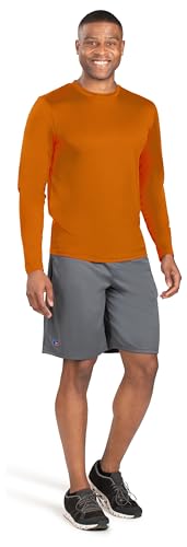 Russell Athletic Men's Long Sleeve Performance Tee, Burnt Orange, X-Large