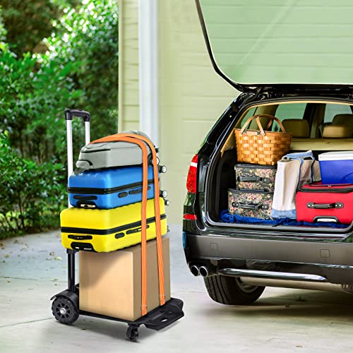 tomser Folding Hand Truck 4 Wheel-rotate 360 lbs Heavy Duty Solid Construction Utility Cart Compact and Lightweight for Luggage/Personal/Travel/Auto/Moving and Office Use