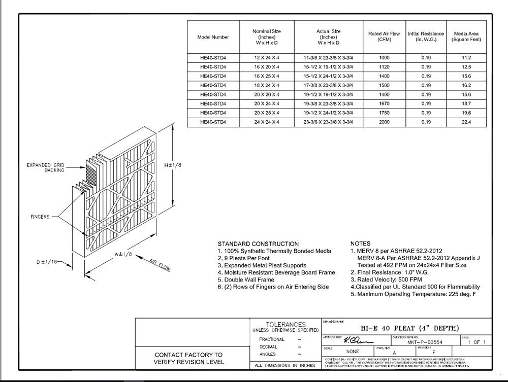 Sterling Seal KP-5251004776x2 Purolator Key Pleat Extended Surface Pleated Air Filter, Mechanical MERV 8, 12" W x 20" H x 1" D (Pack of 2)