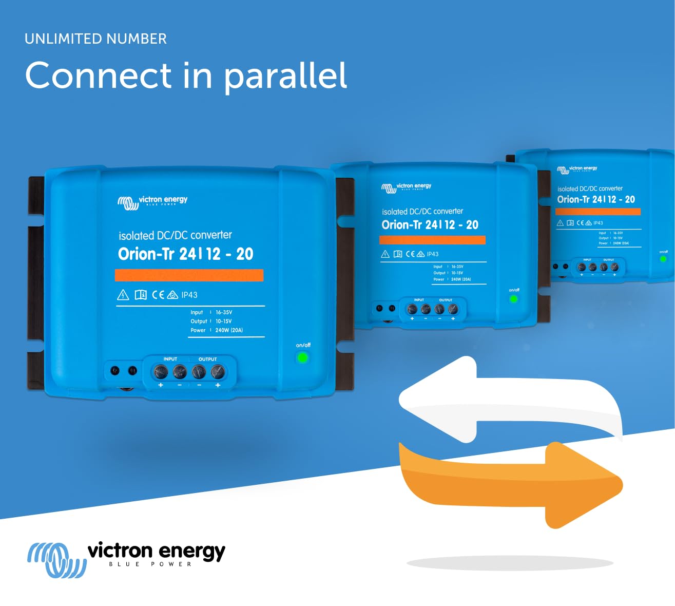 Victron Energy Orion-Tr IP43 24/12-Volt 20 amp 240-Watt Isolated DC-DC Converter
