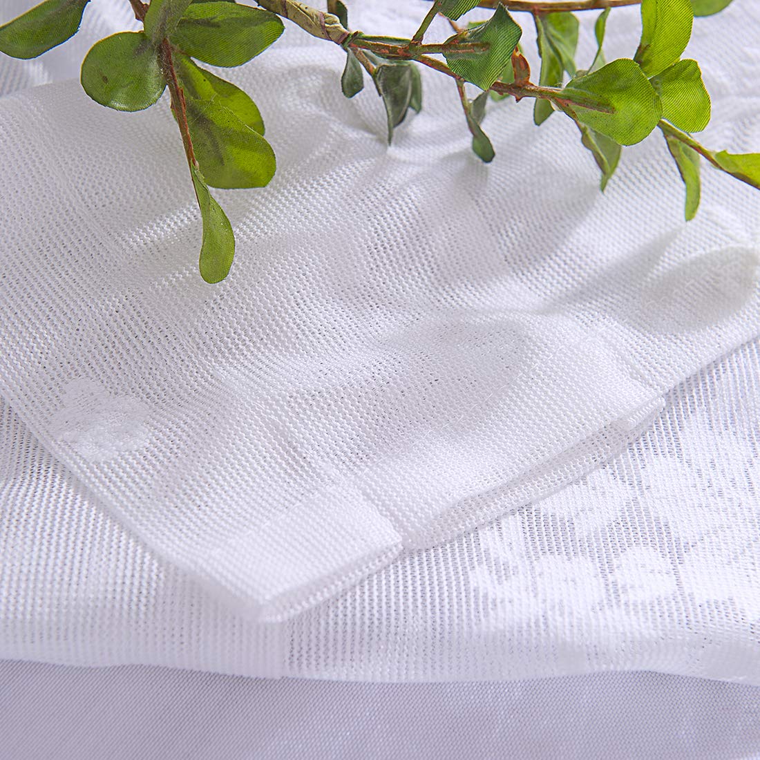 vctops Lace Sheer Kitchen Cafe Curtain Valance Floral Embroidered Rod Pocket Short Curtain for Small Window 1 Piece (51" x 16", White)