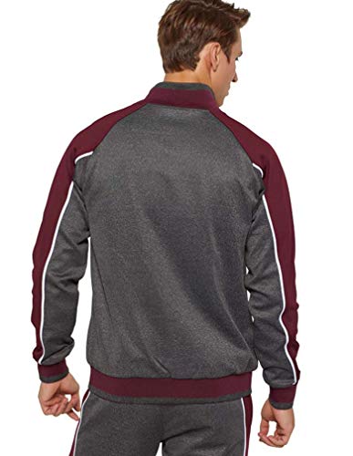 Tebreux Men's Tracksuits 2 Piece Outfit Jogging Suits Set Casual Long Sleeve Sports Sweatsuits Black 2XL