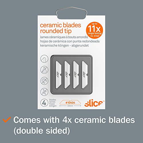 Slice 10404 Replacement Blade, Ceramic, Finger Friendly, Rounded Tip, Lasts 11x Longer Than Metal