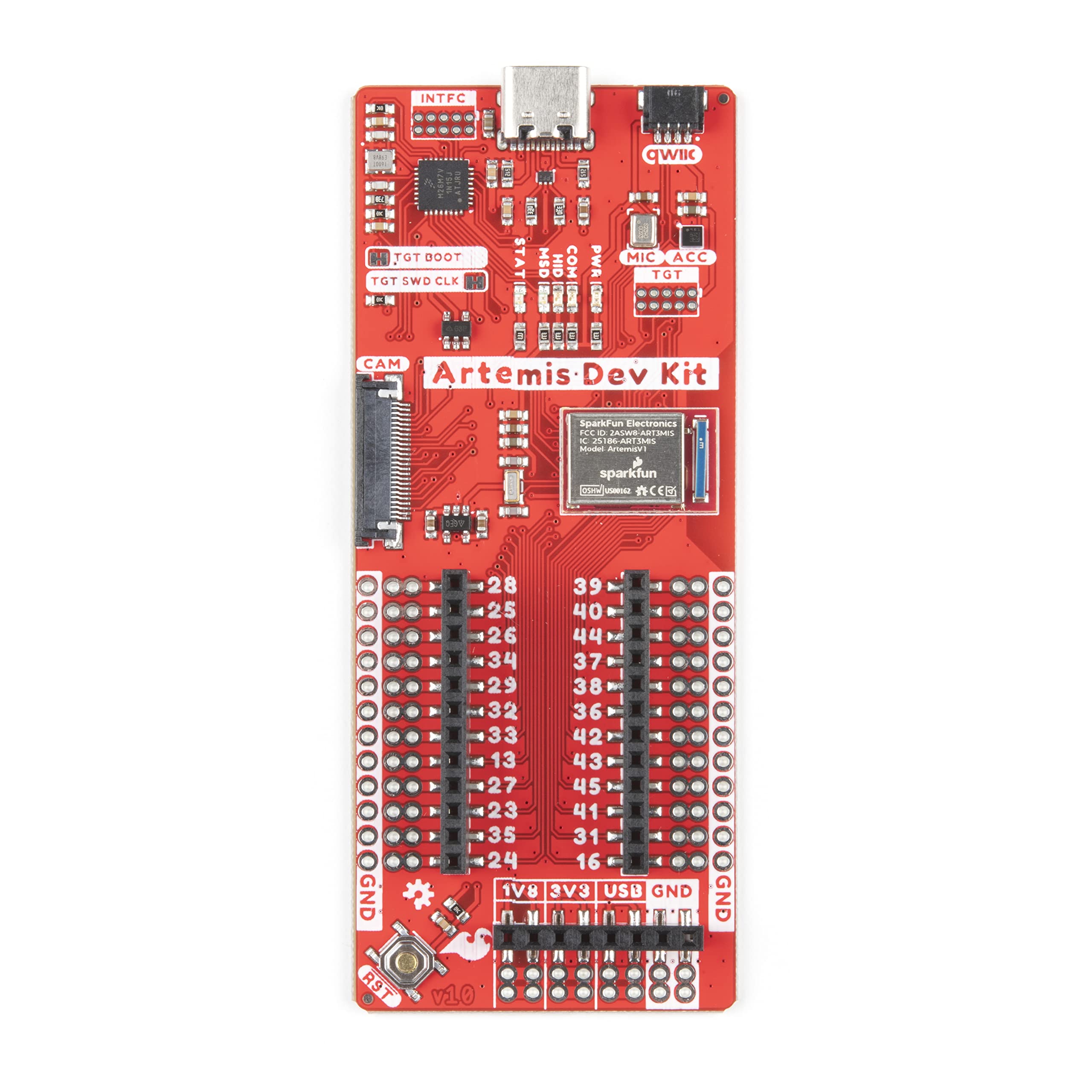 SparkFun Artemis Development Kit with Camera - Updated USB Interface Drag and Drop Programming SWD Interface JTAG Programming PTH Debug 5V Power Himax HM01B0 Camera Reversible USB A to C - 0.8m