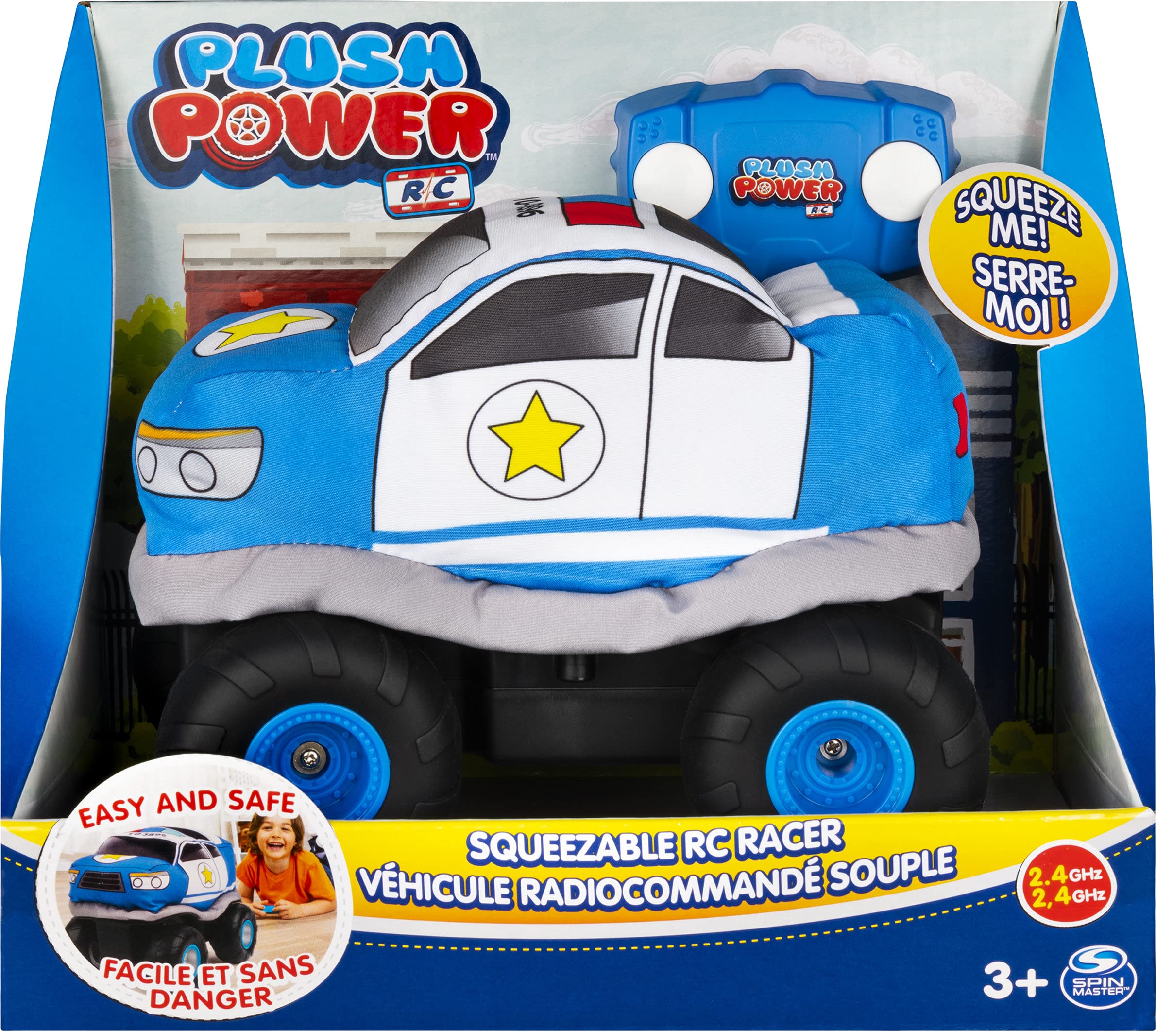 Spin Master Plush Power RC, Remote Control Police Car with Soft Body and 2-Way Steering, for Kids Aged 3 and Up