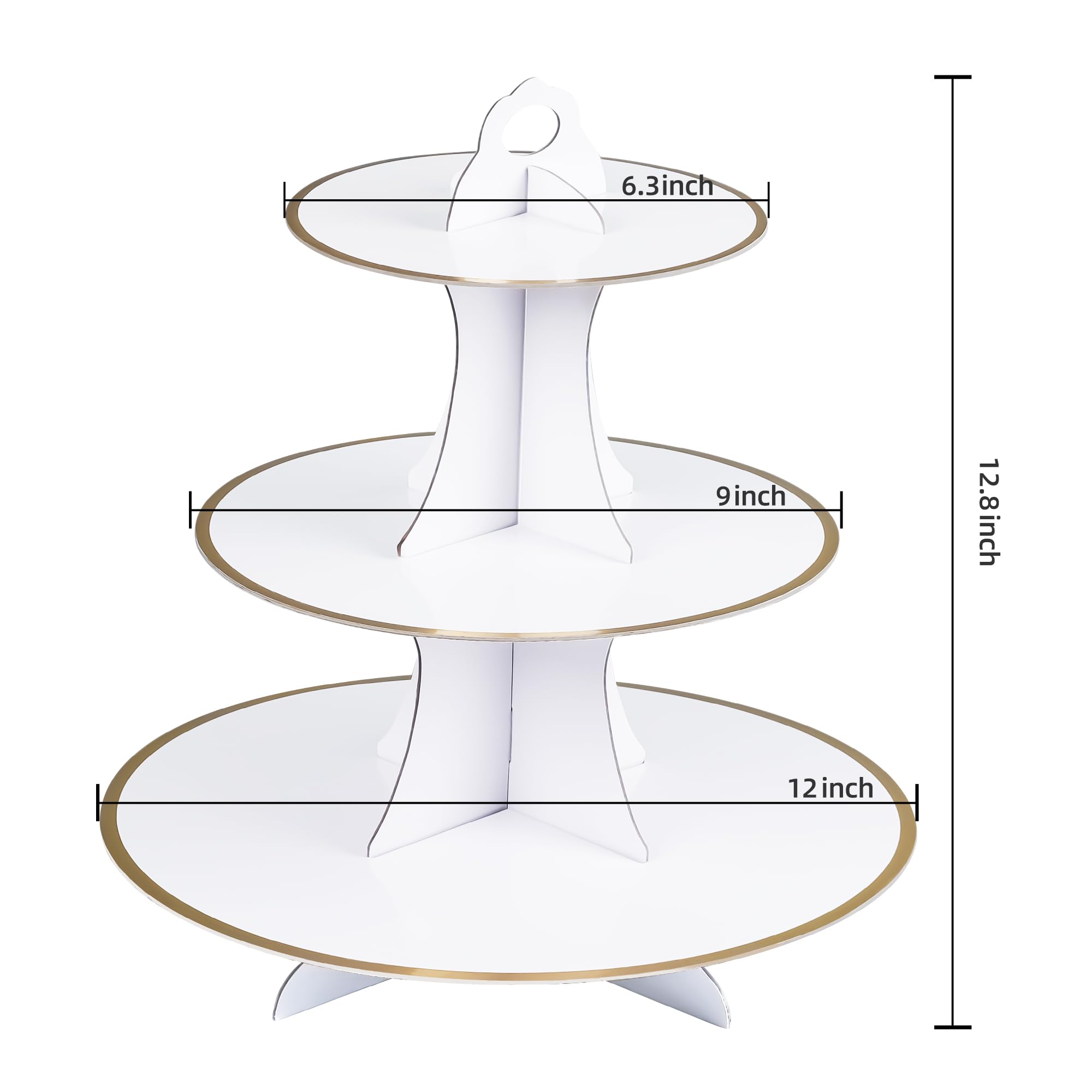 White Cupcake Stand, 3-Tier Cupcake Tower, 2 Set Cup Cake Holder,Cardboard Display Stands for Pastry Dessert Tables, Party Favors Decoration, Baby Shower, Birthday.