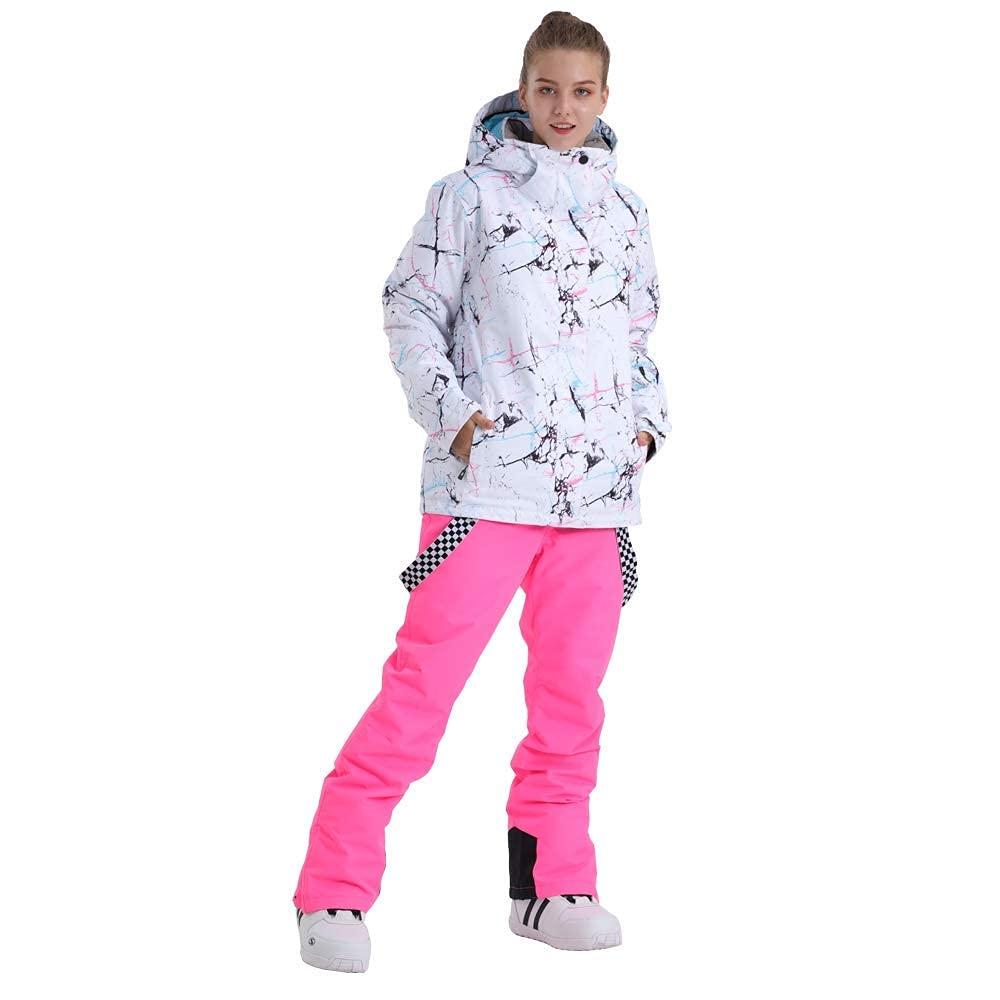 SMN Women's Waterproof Windproof Ski Jacket Snowboard Jacket and Bib Suit, Color3-bu, Medium