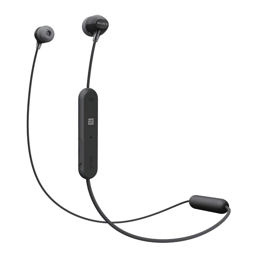 Sony WI-C310 Wireless in-Ear Headphones, Black (WIC310/B) Bundle with Hard Shell Earphone Case (2 Items)