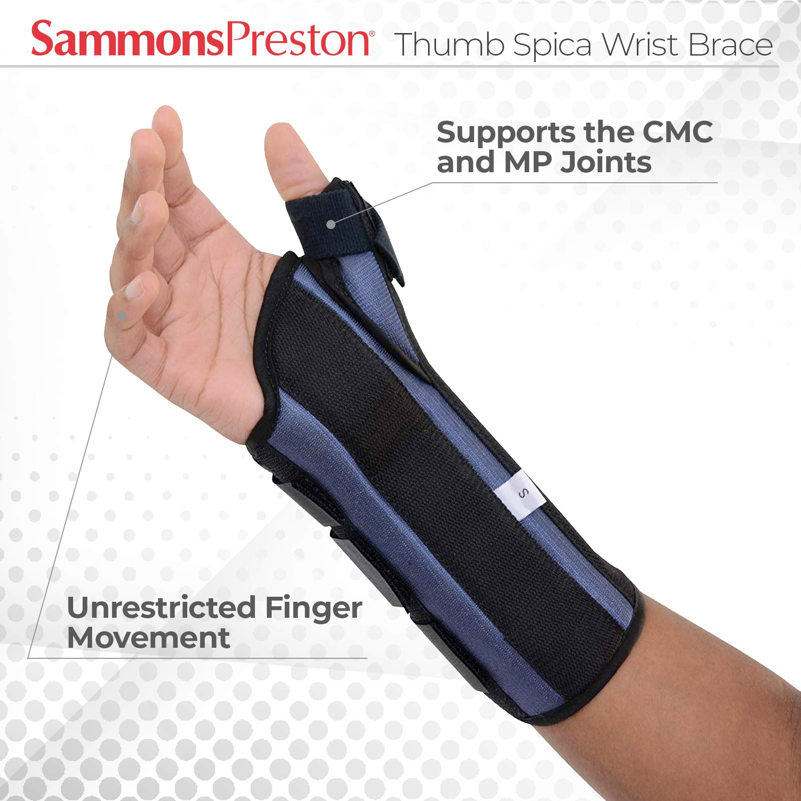 Sammons Preston Thumb Spica Wrist Brace, Thumb Splint, Wrist Splint for Wrist Support, Wrist Brace, Thumb Brace for CMC & MC Joints, Wrist Spica, Thumb Spica, Thumb Support, Right Hand, Large