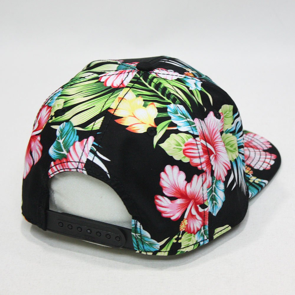 Premium Floral Cotton Twill Adjustable Flat Bill Snapback Hats Baseball Caps (Varied Colors) (Hawaiian)