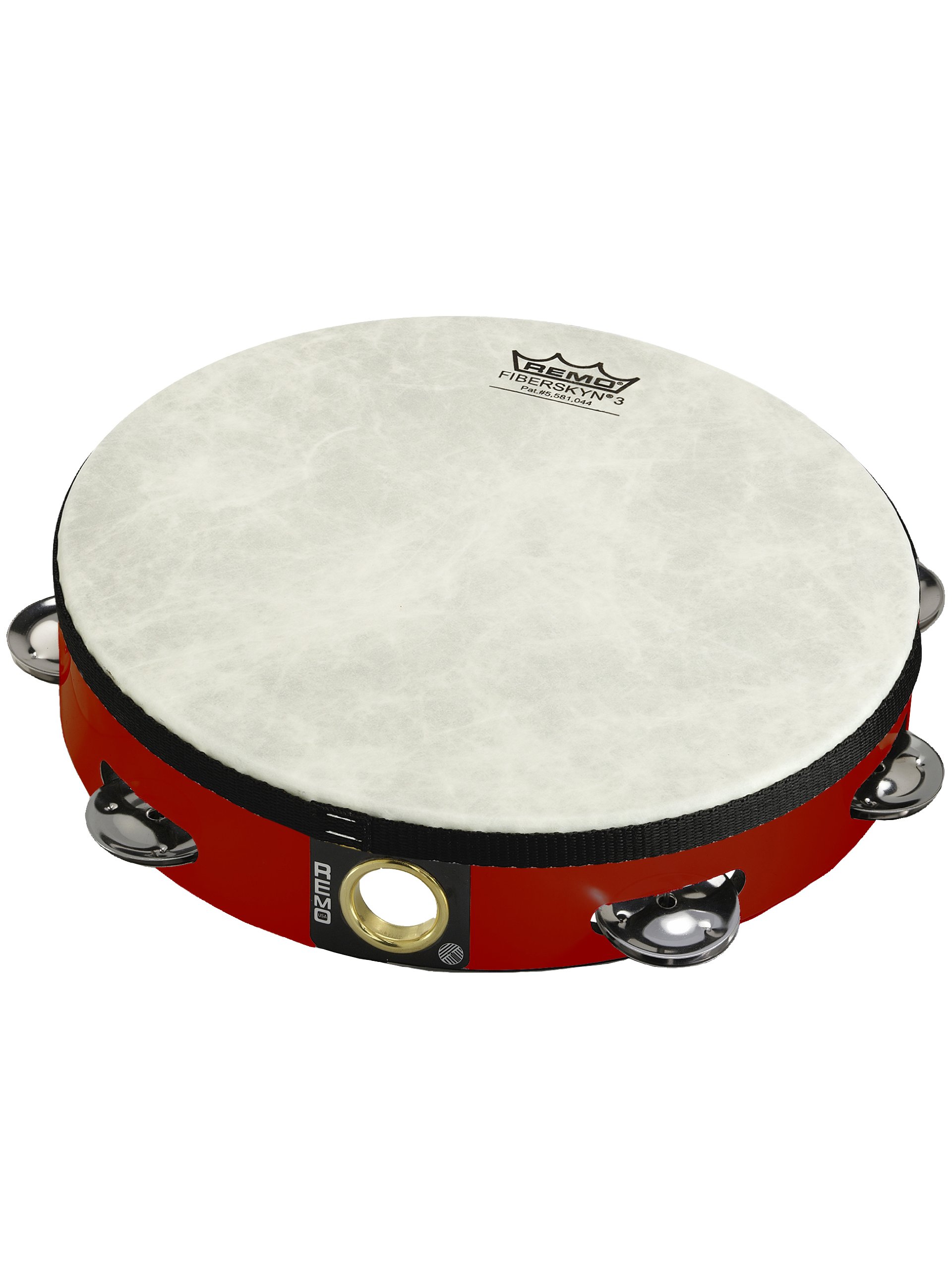 Remo Pretuned 8" Fiberskyn 3 Single Row Tambourine, Red
