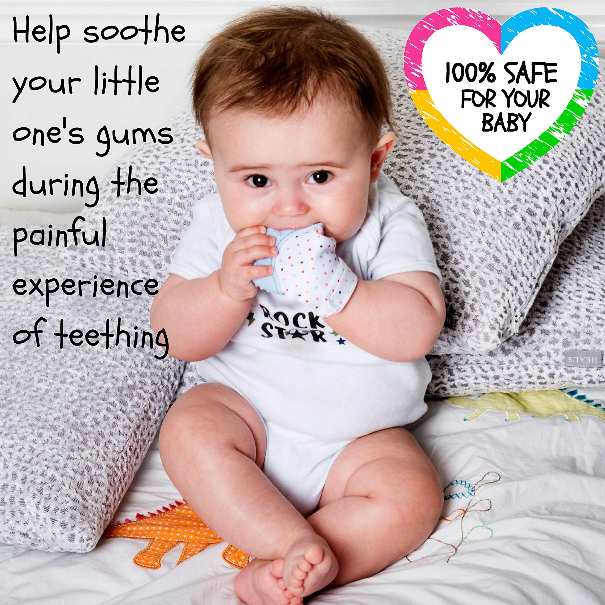 Teething Mittens for Babies with Baby Food Feeder Pacifier | Teether Set Perfect to Soothe Tender Gums | Fruit Feeder Pacifiers Safe Way to Introduce Solid Foods | Ideal Teething & First Baby Feeding