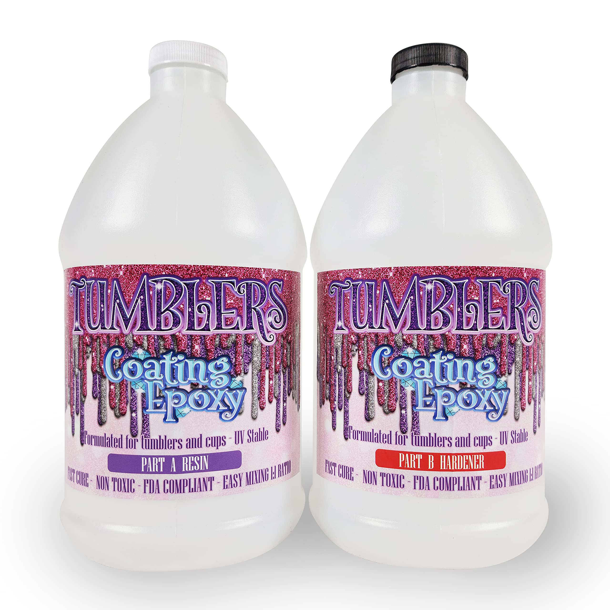 The Epoxt Resin Store - Tumbler Coating Epoxy Resin, Super Gloss Shine, Fast Cure, Self Leveling, Low Odor, Easy Mixing (1-1), UV Stable, 2 Part 1 Gallon kit