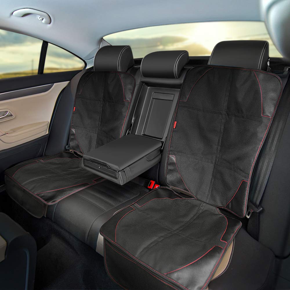YOOFAN 2 Pack Car Seat Protectors with Thickest Padding, Waterproof 600D Oxford Fabric, 2 Large Pockets, XL Size Best Coverage for Child Baby Car Seats and Leather Seats