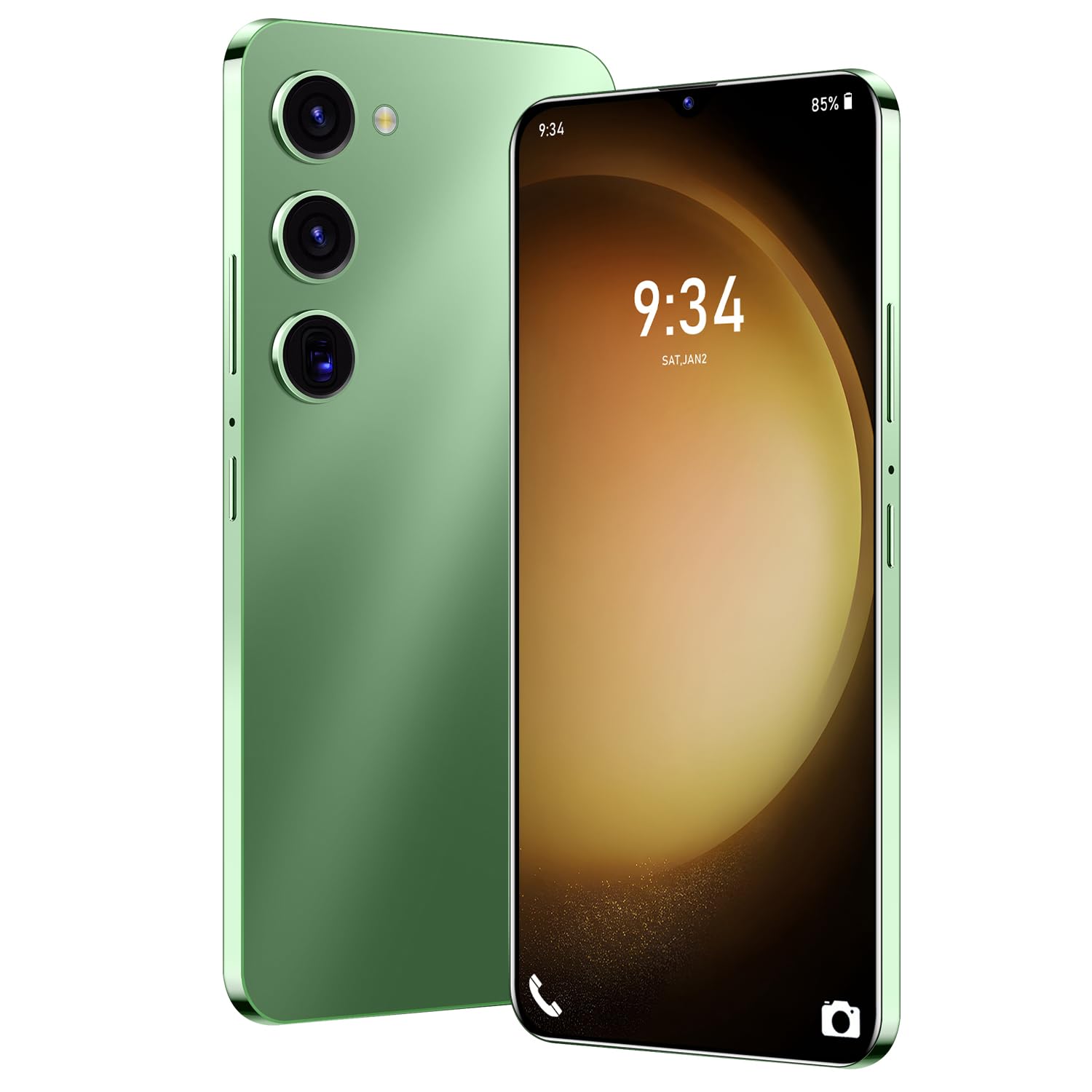 SANSHREUNI C23 Android 13 Phone Unlocked, 6GB+256GB Unlocked Cell Phones, 6.1" FHD+ Display 120HzD, Octa-Core CPU, 64MP Main Camera, 5800mAh Battery, Dual SIM, GPS, Face ID 5G Smartphone (Green)