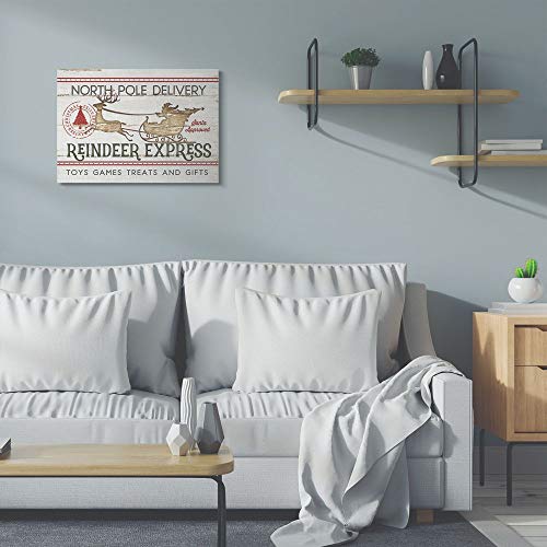 Stupell Industries North Pole Delivery Wood Texture Christmas Holiday Word Design Canvas, 24 x 30, Multi-Color