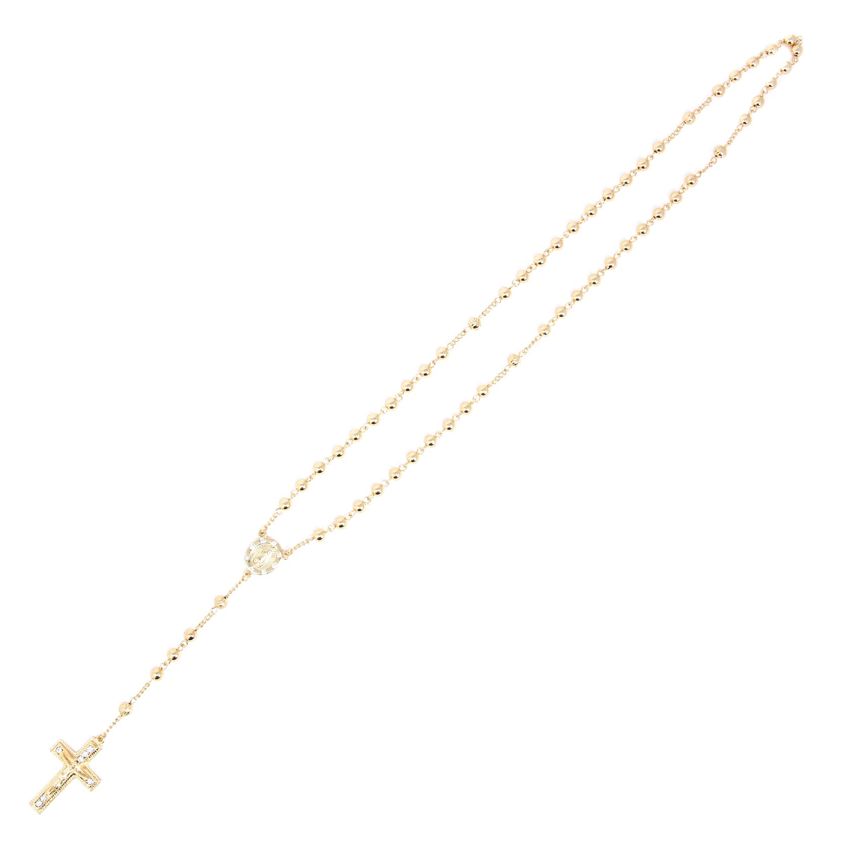 SM Stainless Steel Gold Silver Rosary 3mm-8mm CCB Beads Cross Y Necklace 20β-30β Chain for Women Men (6mm 20" (3) - Gold)